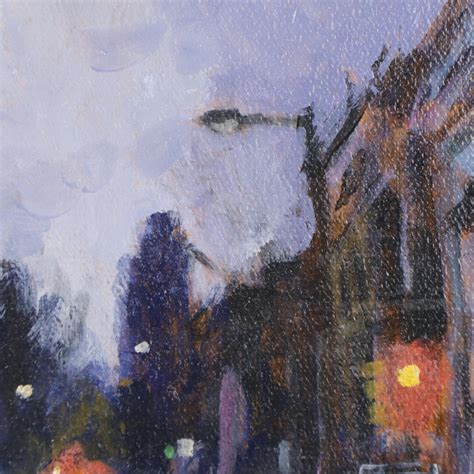 Ed Bronstein Cityscape Oil Painting The Rainy Day Ebth