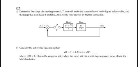 Solved Q A Determine The Range Of Sampling Interval T Chegg