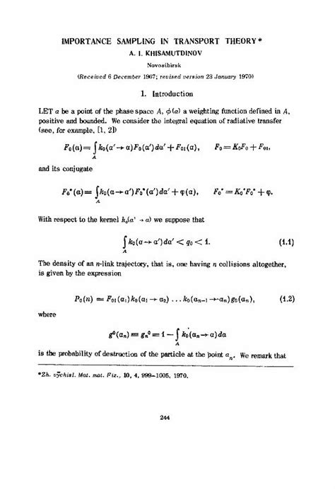 Pdf Importance Sampling In Transport Theory Dokumen Tips