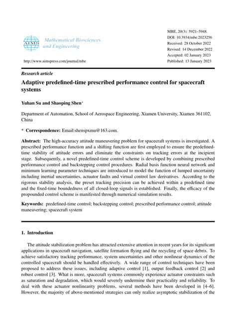 Pdf Adaptive Predefined Time Prescribed Performance Control For