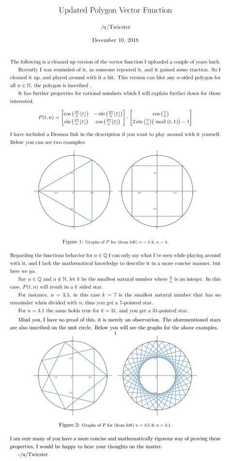my updated polygon vector function r math