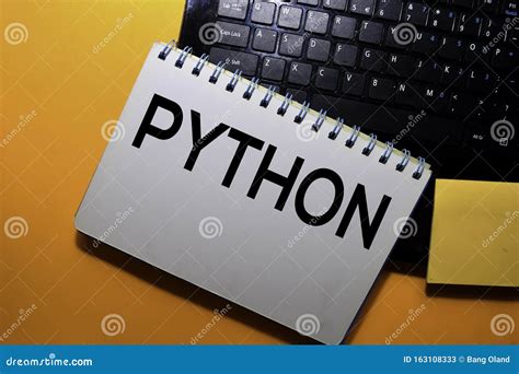 Python Write On Book With Laptop Keyboard Background Stock Image Image Of Abstract Black