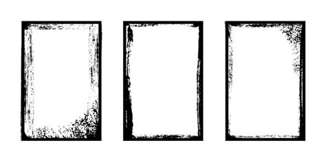 흰색 배경에 마모 된 종이 효과가있는 검은 프레임 늙은 그런지 거칠고 빈티지하고 낡은 먼지 효과가 있는 질감이 있는 직사각형 간단한 객체 모형 현실적인 벡터 일러스트레이션