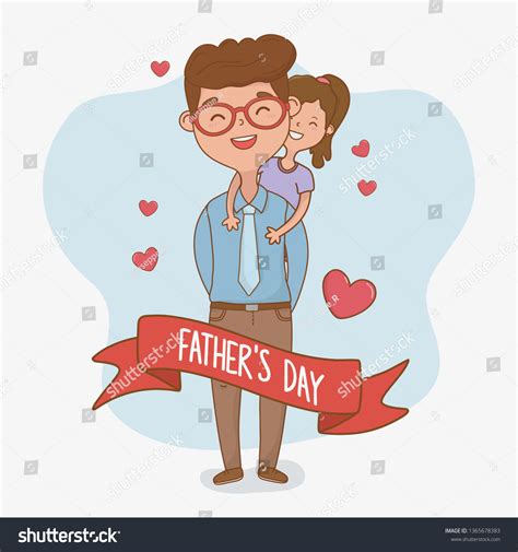 Father Daughter Characters Card Stock Vector Royalty Free 1365678383