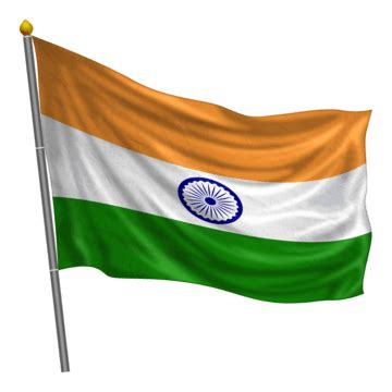 The Flag Of India Waving In The Wind On A White Background Transparent