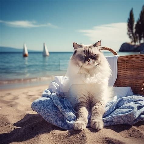 Ragdoll Cat Chilling In Sandy Beach By Coolarts223 On Deviantart