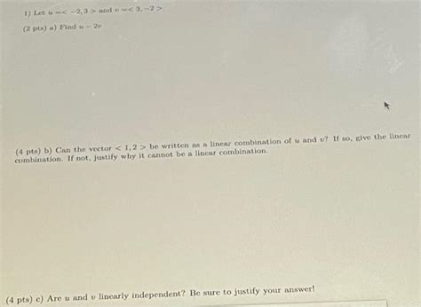 Solved 1 Let U And V 2 Pts A Find U
