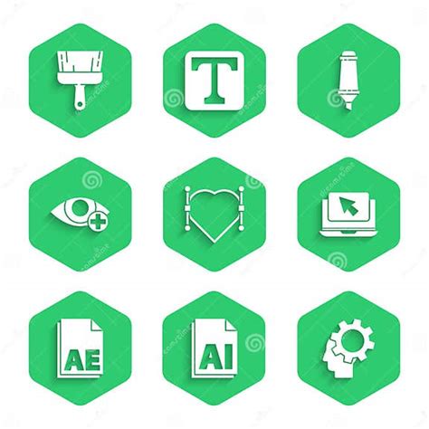 Set Heart With Bezier Curve Ai File Document Human Head Gear Inside