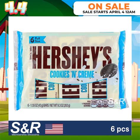 Hersheys Cookies N Creme Chocolate Bars 43g X 6pcs Shopee