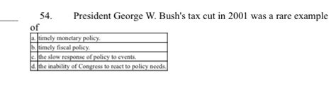 Solved President George W Bushs Tax Cut In 2001 Was A Rare