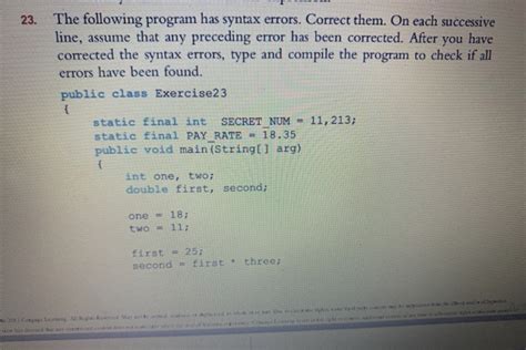Solved Plodio 23 The Following Program Has Syntax Errors