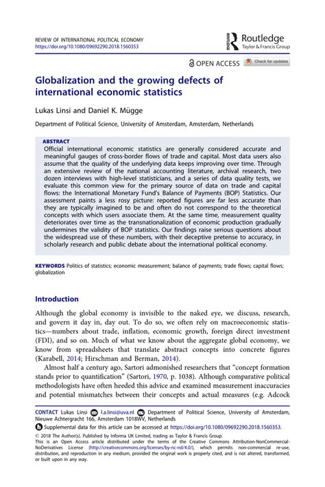 PDF Globalization And The Growing Defects Of International Economic Statistics