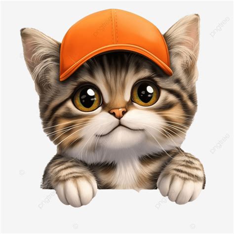 주황색 야구 모자를 쓴 장난스러운 만화 고양이 고양이 만화 야구 모자 Png 일러스트 및 이미지 에 대한 무료 다운로드