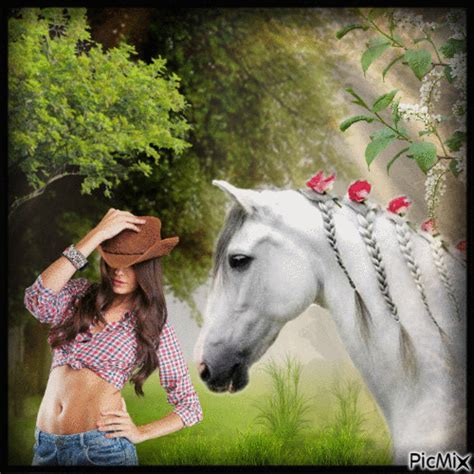 Chica Con Su Caballo Free Animated  Picmix