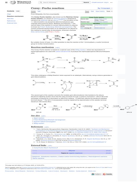 Corey Fuchs Reaction Pdf Organic Chemistry Chemistry