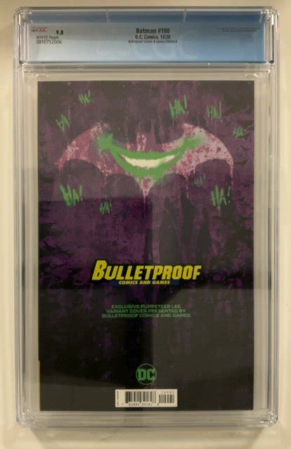 Batman 100 Bulletproof Comics Cover D 2020 Cgc 98 Comic Books