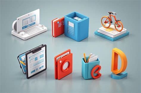 Premium Photo Set Of 3d Office Icon Business And Finance Concept Eps
