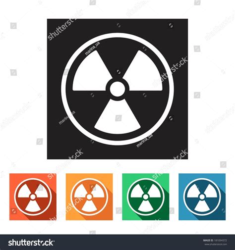 Set Flat Colored Simple Icons Radioactivity Stock Vector 181094372