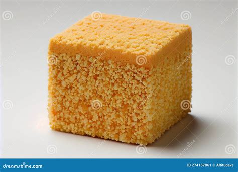 Square Pieces Of Sweet Golden Sponge Cake Crumbs For Snack Stock Image