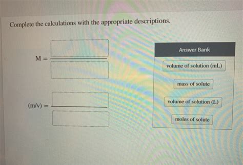 Solved Complete The Calculations With The Appropriate Chegg Com