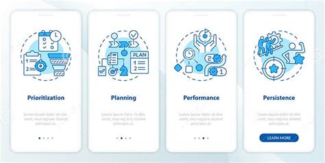 Time Management Prioritization Blue Onboarding Mobile App Screen Stock