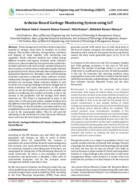 pdf irjet arduino based garbage monitoring system using iot