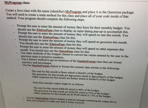 Solved Myprogram Class Create A Java Class With The Name