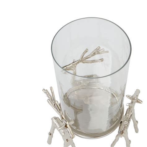 Silver Standing Stag Hurricane Lantern Wholesale By Hill Interiors
