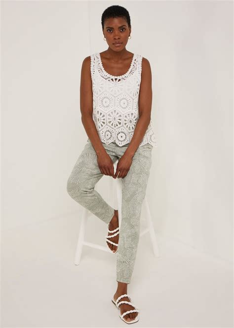 White Crochet Lace Vest Top Matalan