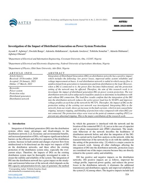 Pdf Investigation Of The Impact Of Distributed Generation On Power System Protection