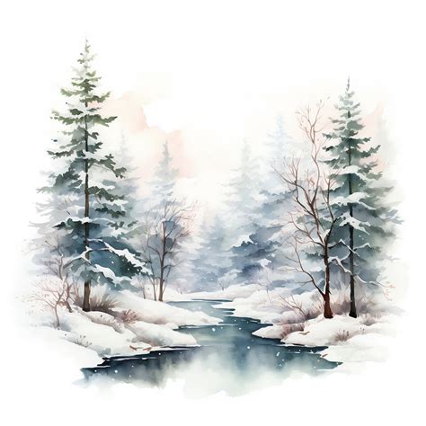 Watercolor Winter Forest Clipart 10 Wood Clip Art Winter Forest
