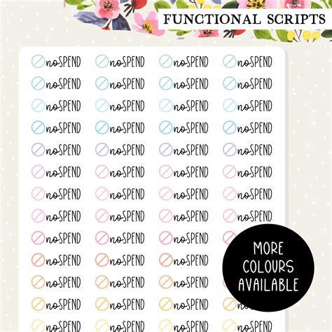 30 No Spend Mini Functional Scripts Planner Stickers Barney And