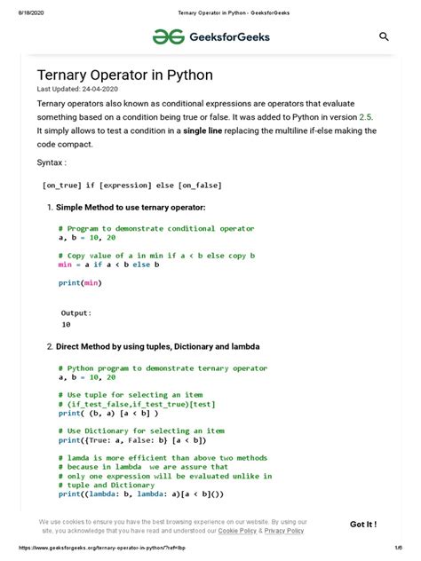 Ternary Operator In Python Pdf Anonymous Function Software