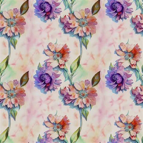 Seamless Watercolor Style Flowers Pattern Decorative Floral Repeat
