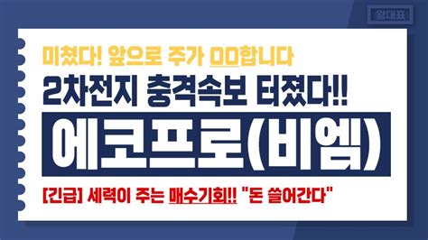 에코프로 에코프로비엠 2차전지 충격속보 덕분에 앞으로 주가 00합니다 매수기회 놓치지 마시고 지금부터 준비하셔야