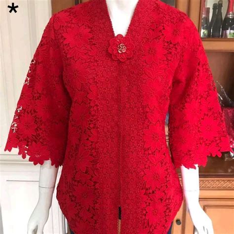 Promo 0924 kebaya alexuez full brukat depan merah cabe /kebaya premium Diskon 5% di Seller Auto ...