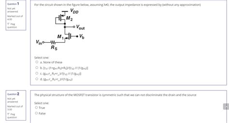 Solved Question For The Circuit Shown In The Figure Below Chegg