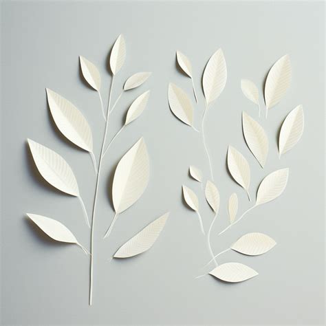 White Paper Leaves And Branches Background 4 High Resolution Leaves