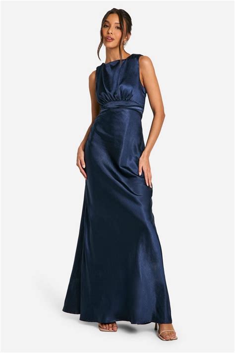 Satin Cowl Back Maxi Dress Boohoo Uk