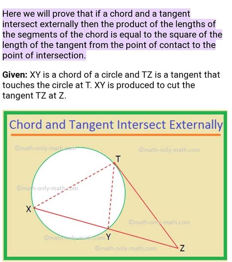 If A Chord And A Tangent Intersect Externally Then The Product Of The Lengths Of The Segments