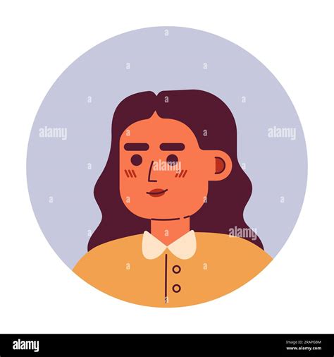 Pretty Young Woman With Curly Hair Semi Flat Vector Character Head
