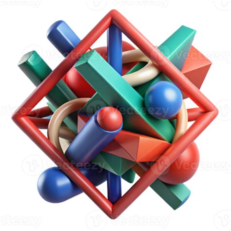 Vibrant 3d Abstract Geometric Shapes Composition 55720767 Png