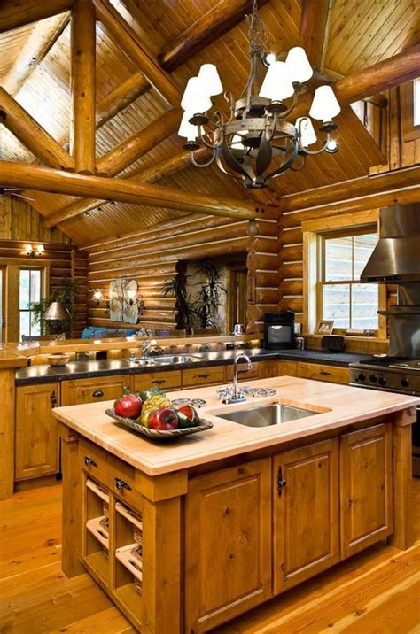 La Cuisine En Bois Massif En Beaucoup De Photos Log Home Kitchens