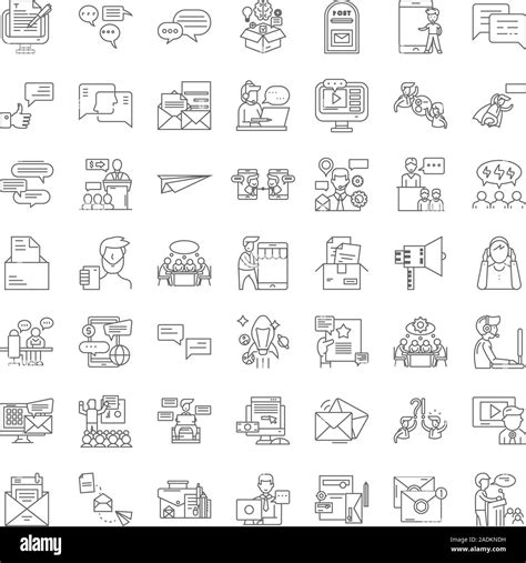 Messages Linear Icons Signs Symbols Vector Line Illustration Set