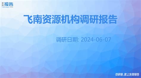 飞南资源机构调研纪要