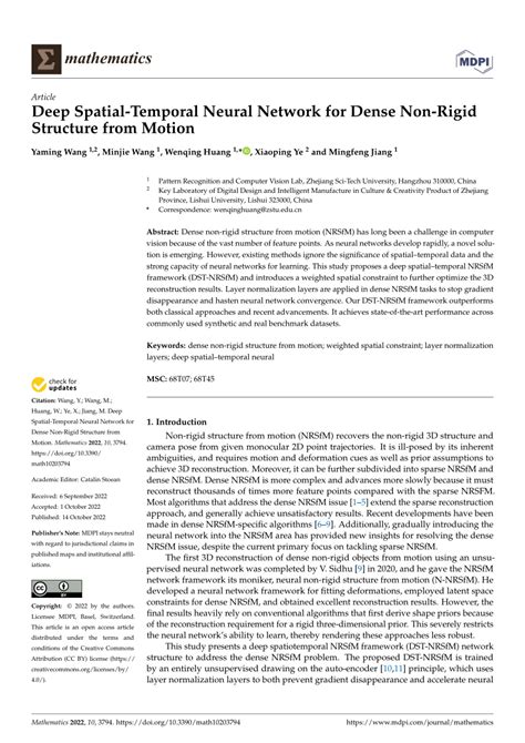 Pdf Deep Spatial Temporal Neural Network For Dense Non Rigid