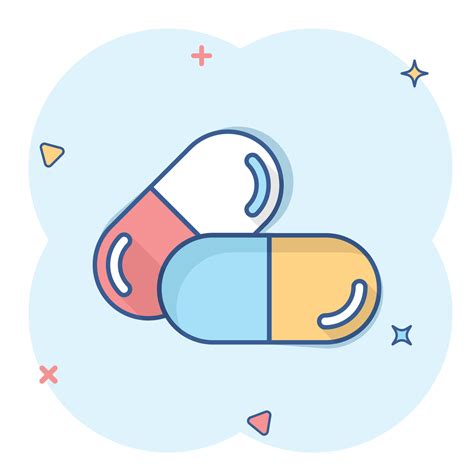 Pill Capsule Icon In Comic Style Drugs Cartoon Vector Illustration On White Isolated Background