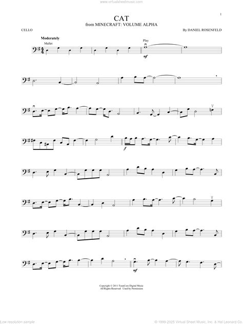 Cat From Minecraft Sheet Music For Cello Solo PDF Interactive
