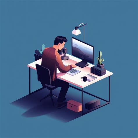 Premium Ai Image Simple Minimal Tech Illustration Man Editing Video