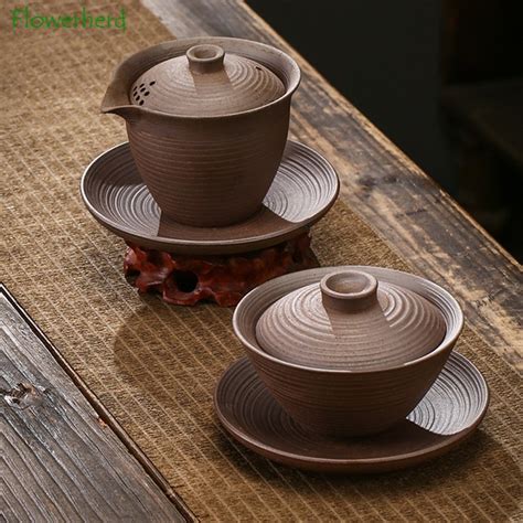 거친 도자기 가이완 대형 손으로 잡아 냄비 수제 가이완 세라믹 Unglazed 가이완 쿵푸 차 세트 중국어 Tureen 차